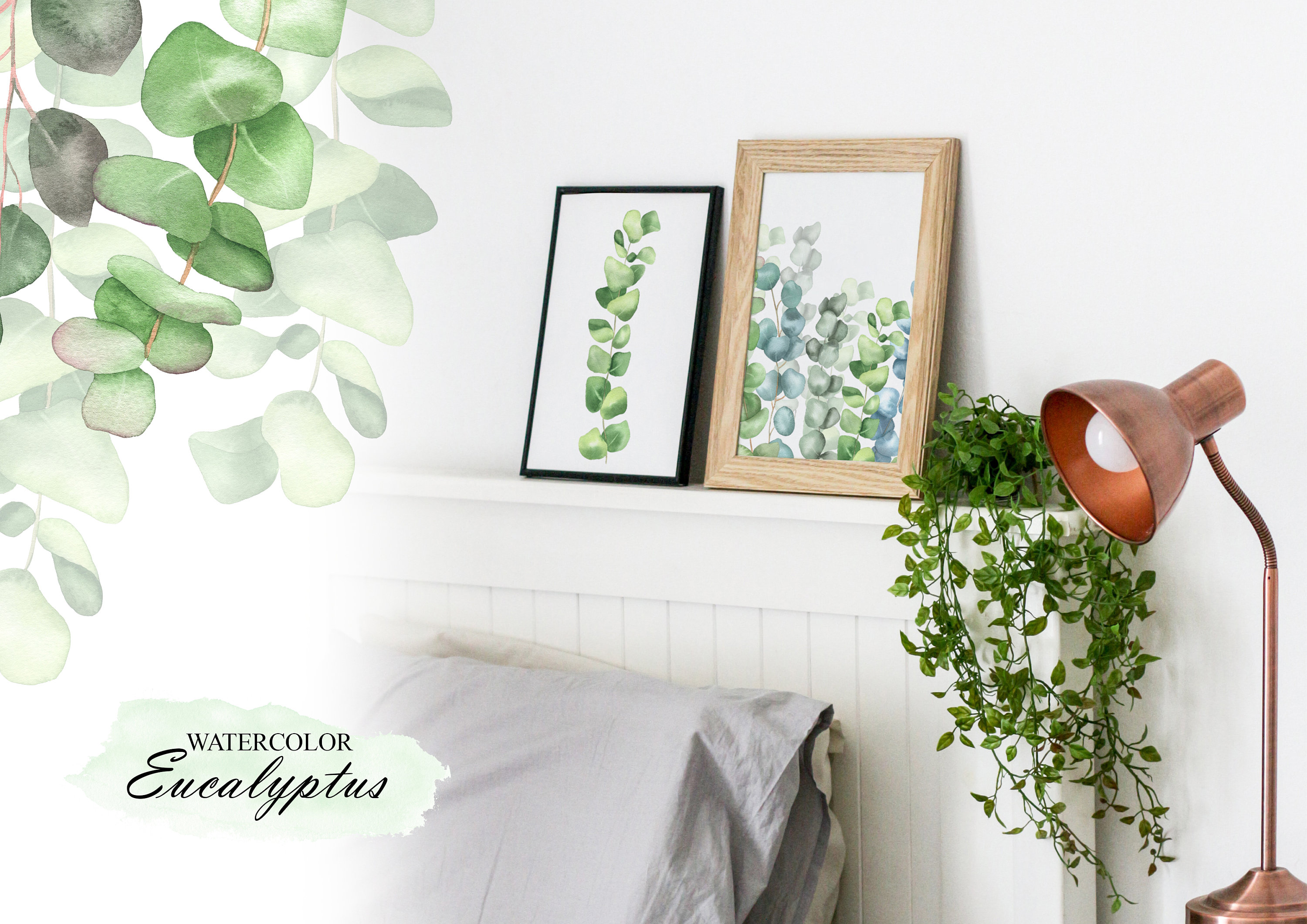 Watercolor Eucalyptus Leaves Clipart, Greenery Clip Art, Eucalyptus ...