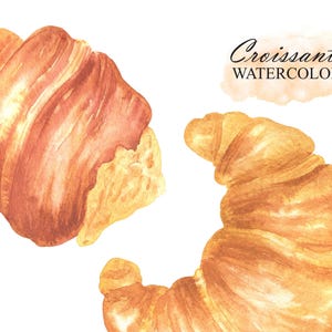 Hand-painted Croissant Clipart in Watercolor Style, Croissants ...