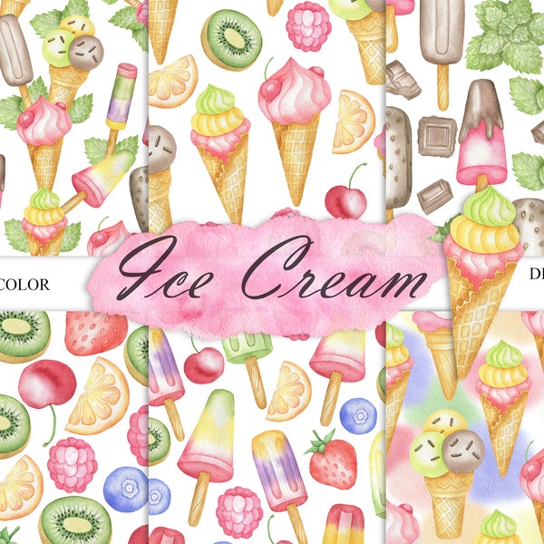 Watercolor Ice Cream - Etsy
