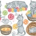 Watercolor Cats and Yarn Clipart, Kittens Clip Art, Pet Portrait ...