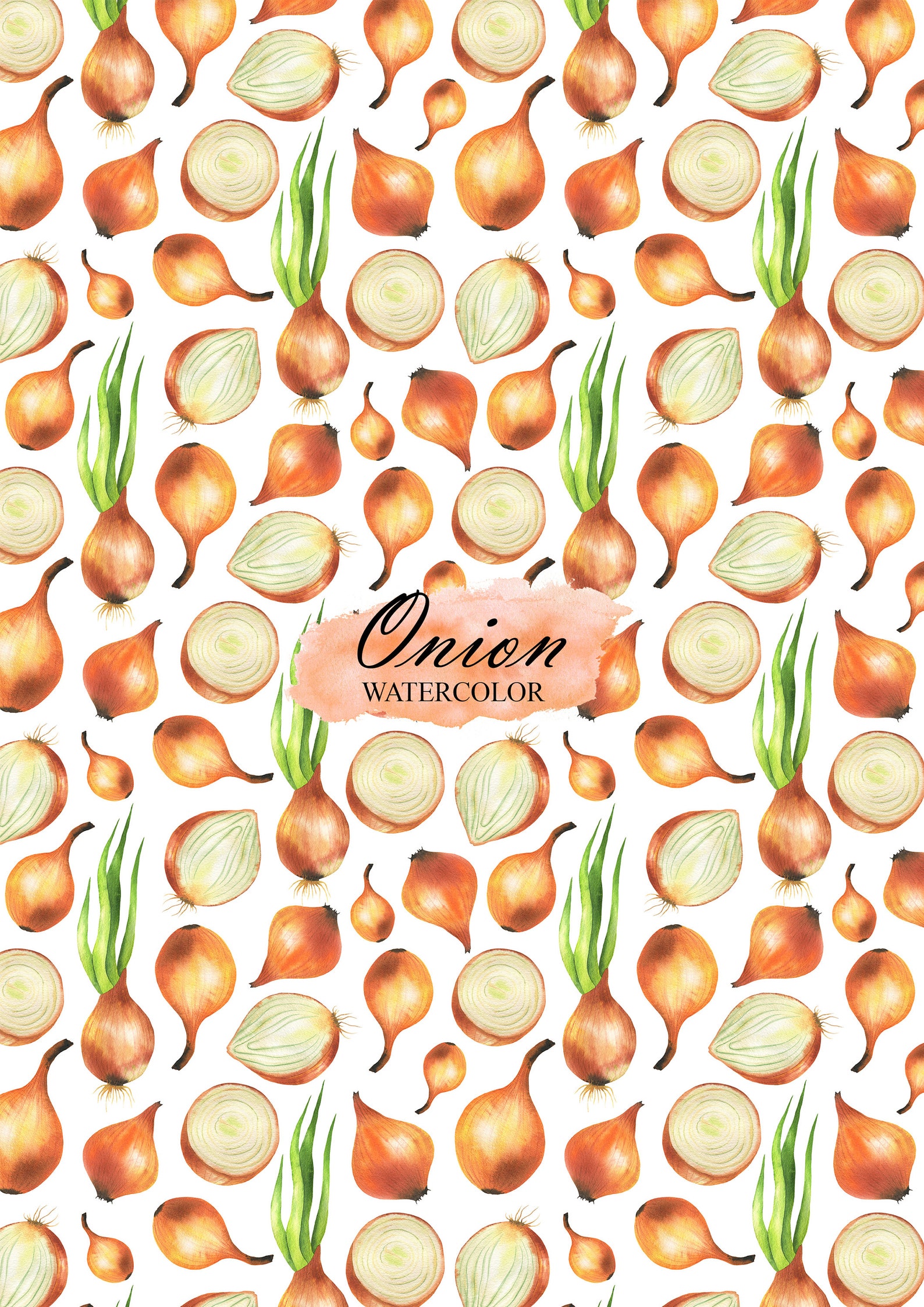 Onion Digital Paper, Watercolor Onions Seamless Pattern Pack, Onion ...