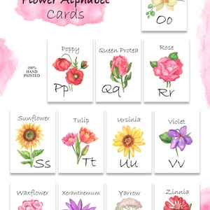 Watercolor Flower Alphabet ABC Card, Learning Letters, Printable ...