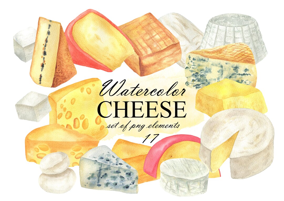 Watercolor Cheese Clipart, Types of Cheeses, Cheese Clip Art ...