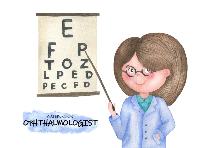 Watercolor Ophthalmologist Clipart, Eye Doctors, Ophthalmology Clip Art ...
