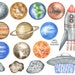Watercolor Planets Clipart, Solar System Clip Art, Outer Space ...