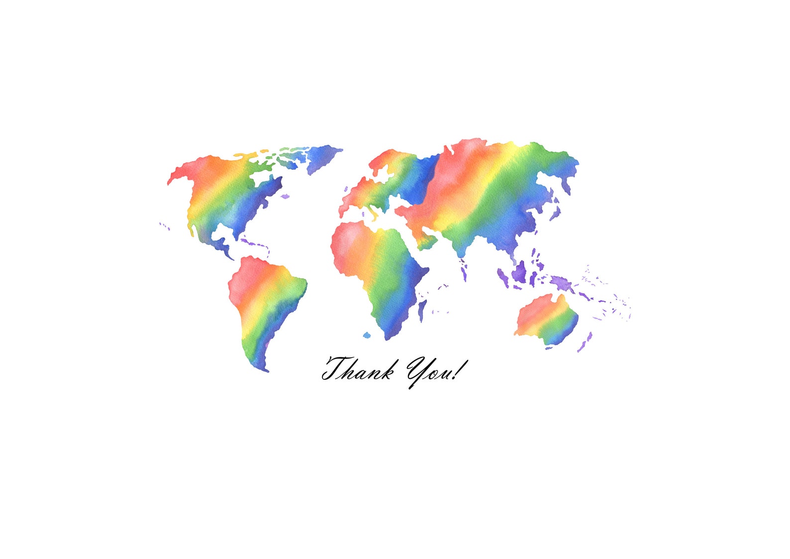 Watercolor World Map Clipart, Watercolor Continents Clip Art, Rainbow ...