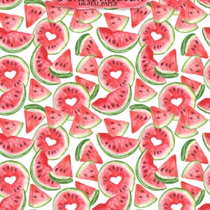 Watercolor Watermelon Digital Paper, Watermelon Seamless Pattern ...