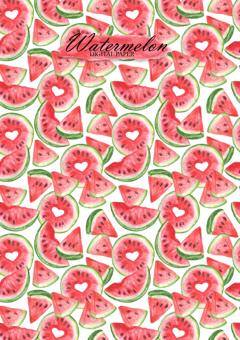 Watercolor Watermelon Digital Paper Watermelon Seamless | Etsy