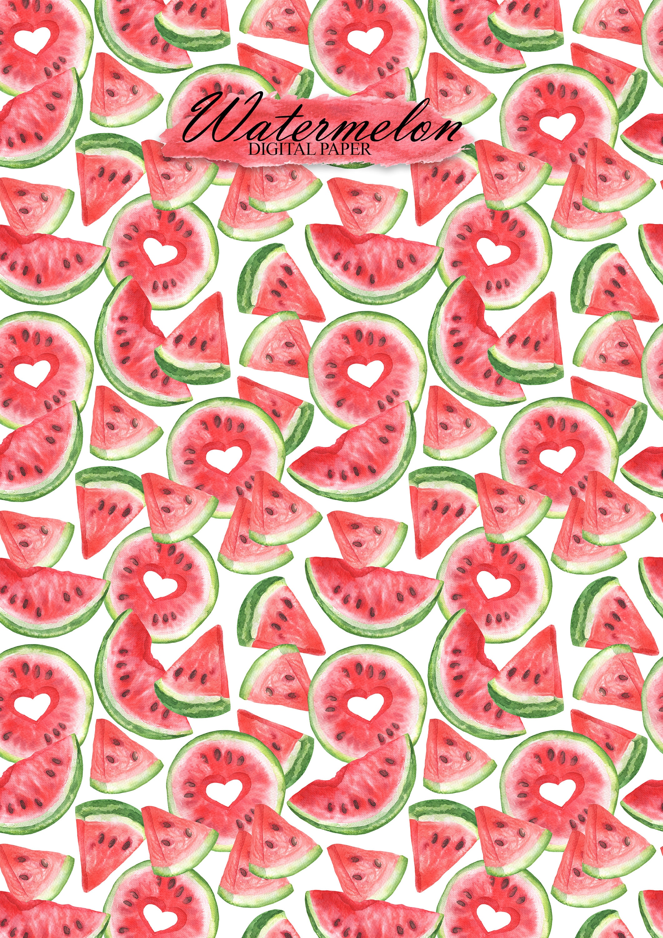Watercolor Watermelon Digital Paper, Watermelon Seamless Pattern ...