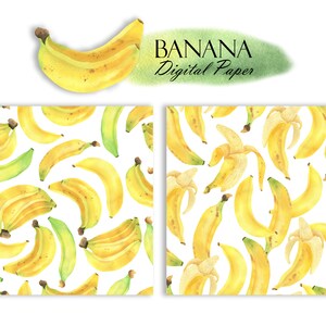 Watercolor Banana Digital Paper, Bananas Seamless Pattern, Scrapbook ...