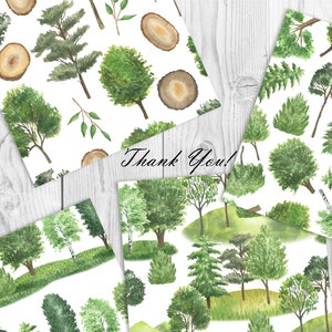 Green Forest Digital Paper, Watercolor Woodland Pine Trees Landscapes ...