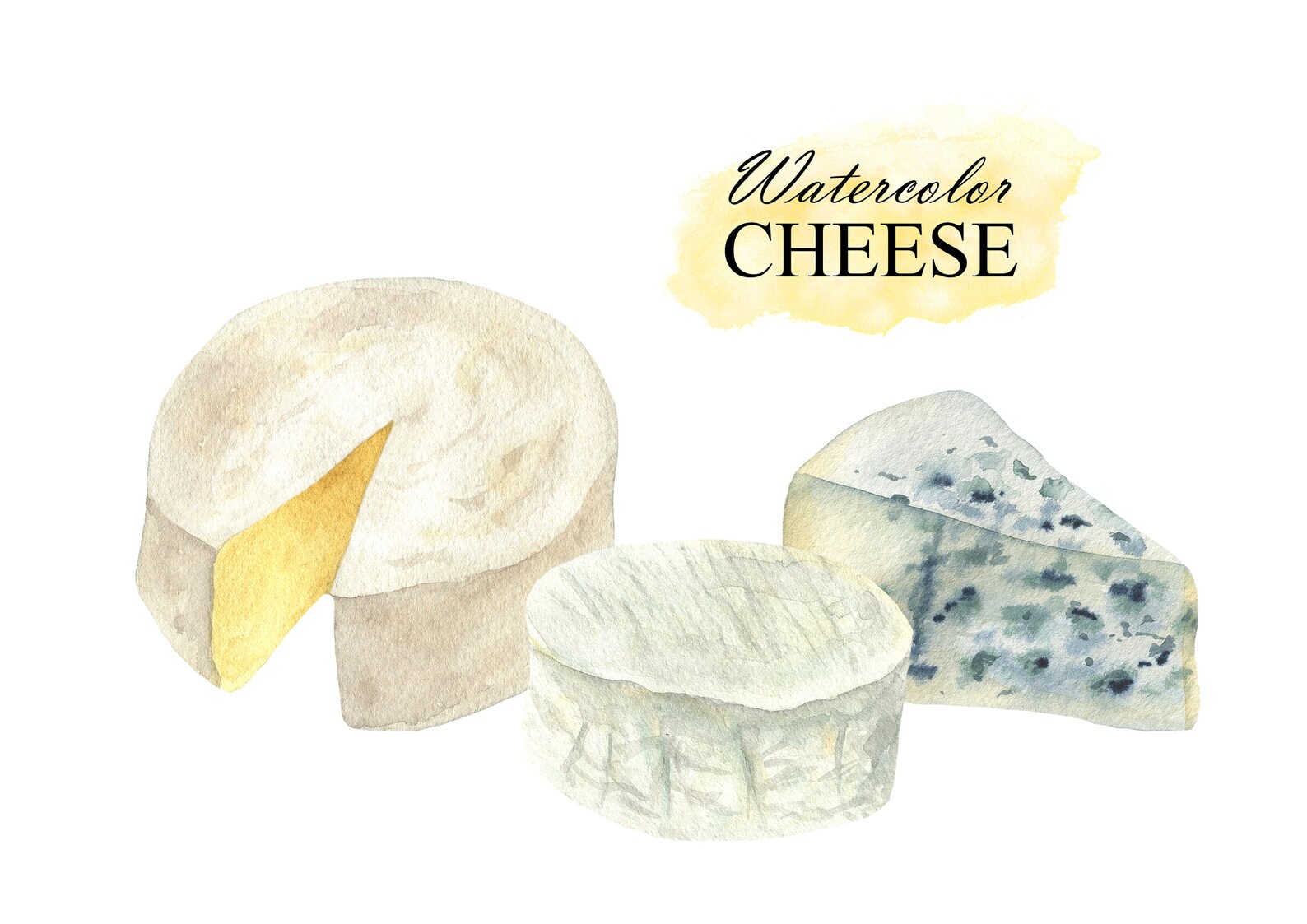 Watercolor Cheese Clipart, Types of Cheeses, Cheese Clip Art ...