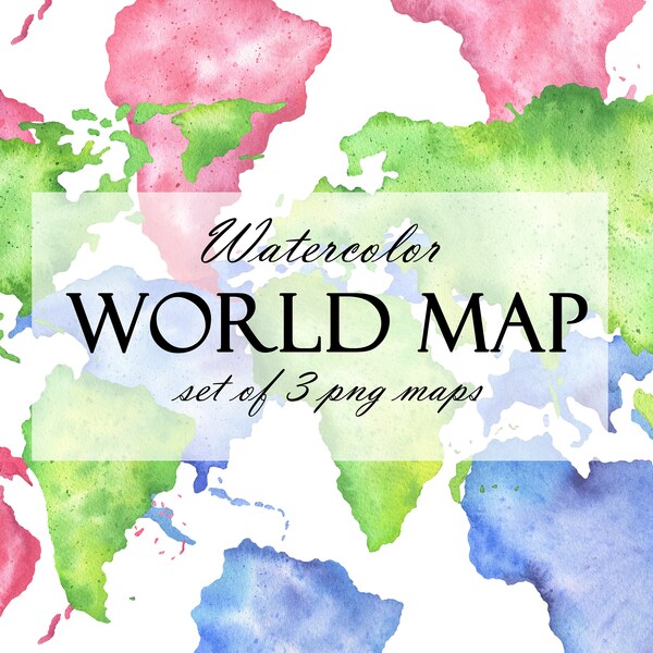 Watercolor World Map - Etsy
