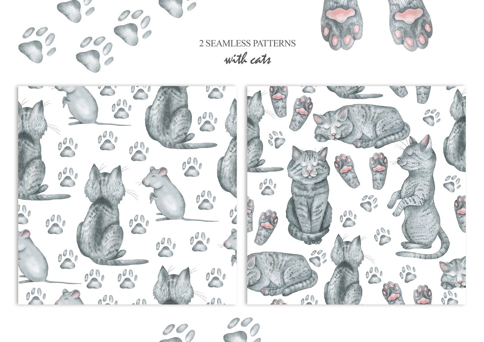 Watercolor Cats Clipart, Kittens Clip Art, Pet Portrait, Accessories ...