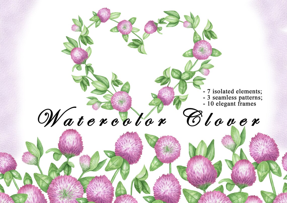 Watercolor Clovers Clipart Clover Leaf Wild Meadow Flowers - Etsy