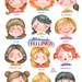 Watercolor Emotions Clipart, Feelings Clip Art, Girl Faces, Montessori ...