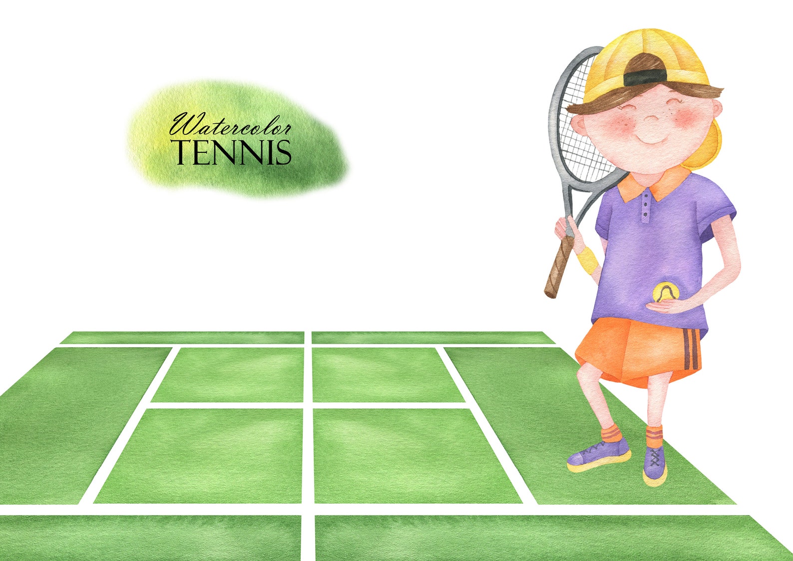Watercolor Tennis Clip Art, Tennis Player Clipart, Tennis Club, Sports ...