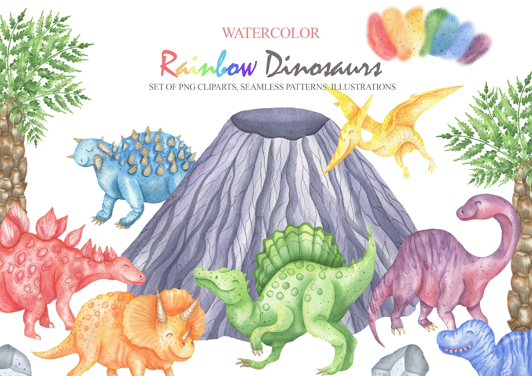 Watercolor Dinosaur Clipart, Animals for Children Clip Art, T Rex, Baby ...