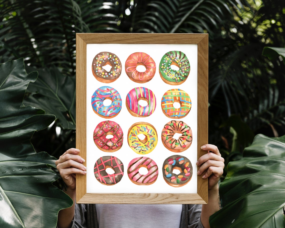 Watercolor Donuts Clipart Donut Birthday Party Sprinkle - Etsy
