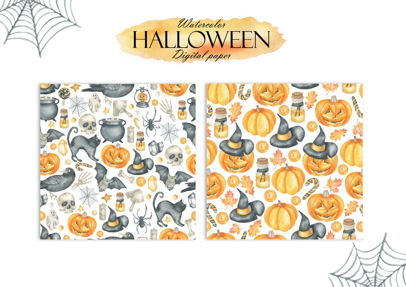 Watercolor Halloween Digital Paper Halloween Seamless - Etsy