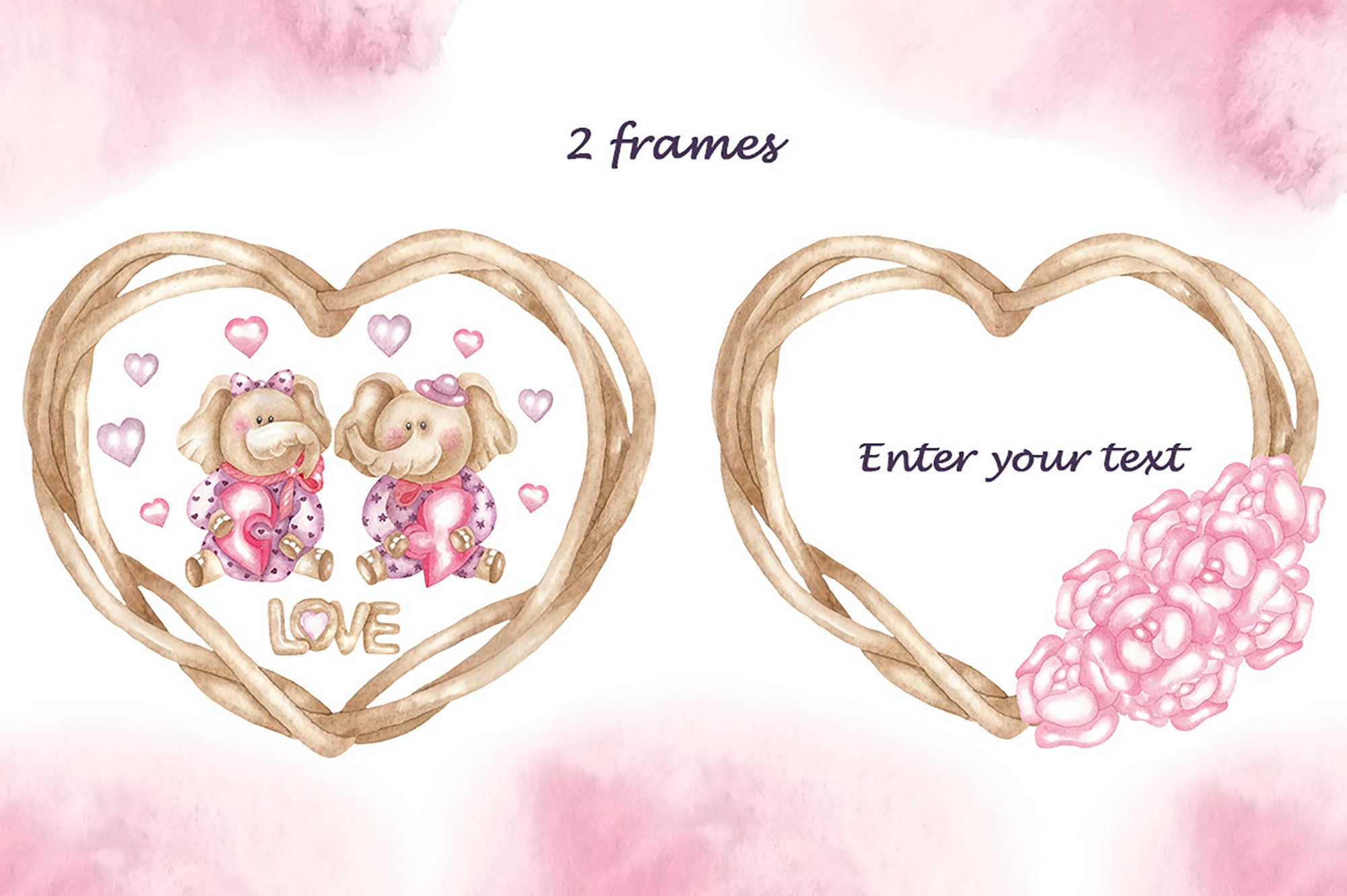 Watercolor Love Elephant Clipart Valentine Day Clip Art Love - Etsy