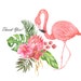 Flamingo Clipart Watercolor Tropical Pink Flowers and Leaves - Etsy