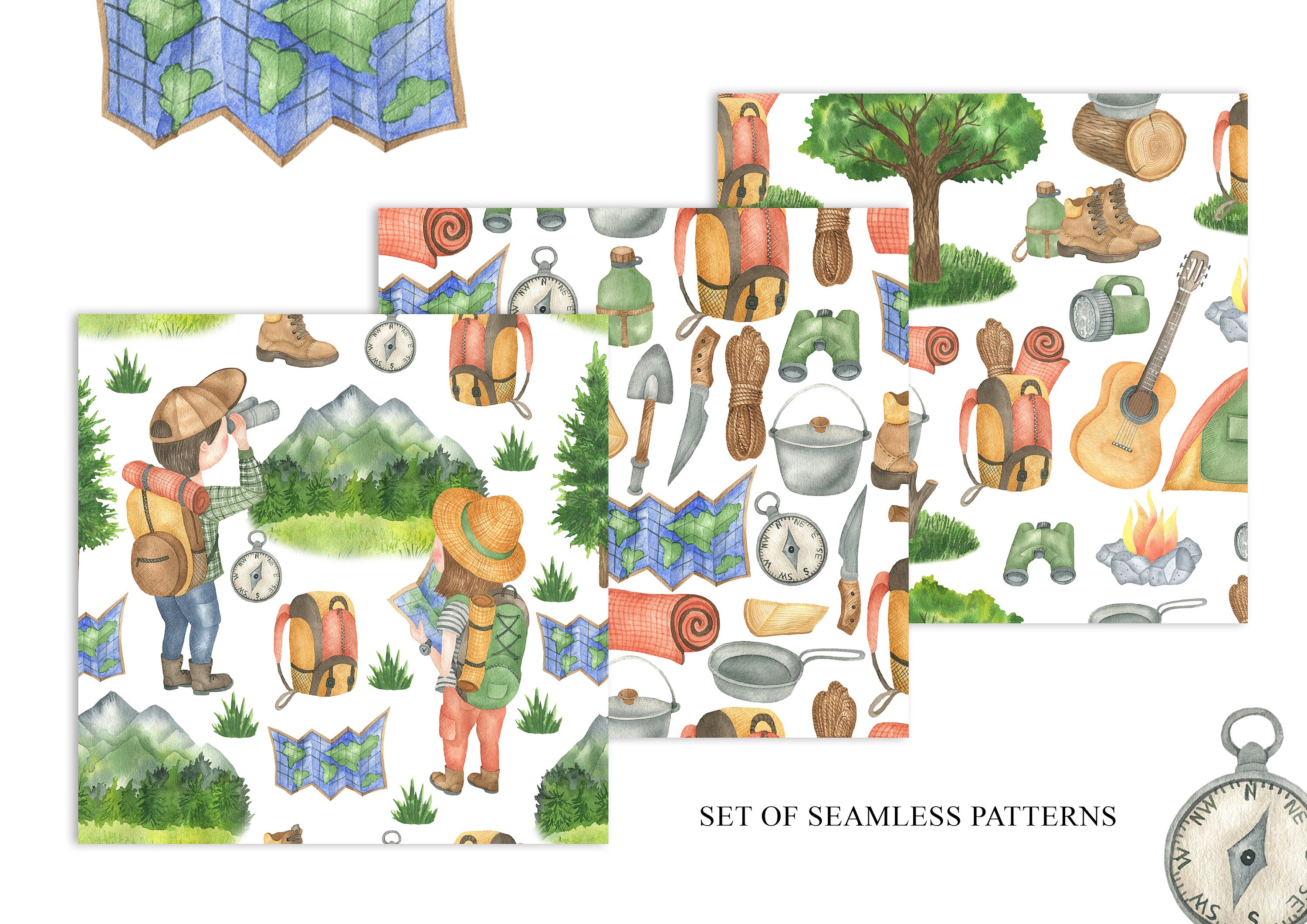 Watercolor Camping Clip Art Travel Clipart Summer Outdoors - Etsy