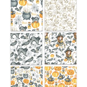 Watercolor Halloween Digital Paper, Halloween Seamless Patterns, Happy ...