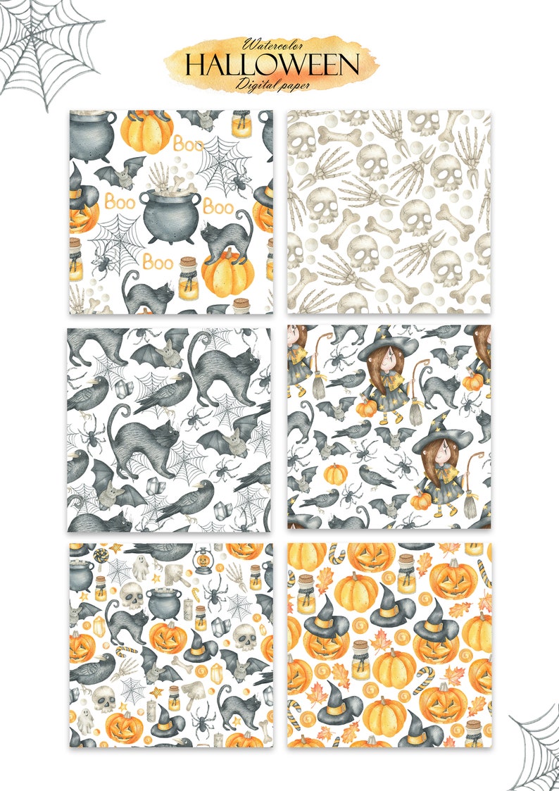 Watercolor Halloween Digital Paper Halloween Seamless - Etsy