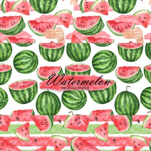 Watercolor Watermelon Digital Paper, Watermelon Seamless Pattern ...