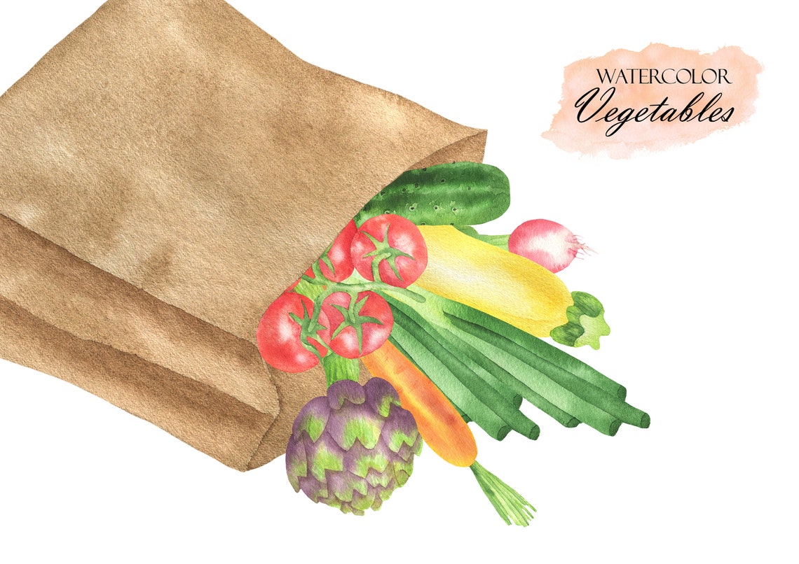 Watercolor Vegetable Clipart, Eco Farm Vegetable, Fresh Vegetables ...
