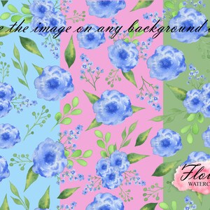 Flower Digital Paper Pack, Watercolor Seamless Patterns of Flowers ...