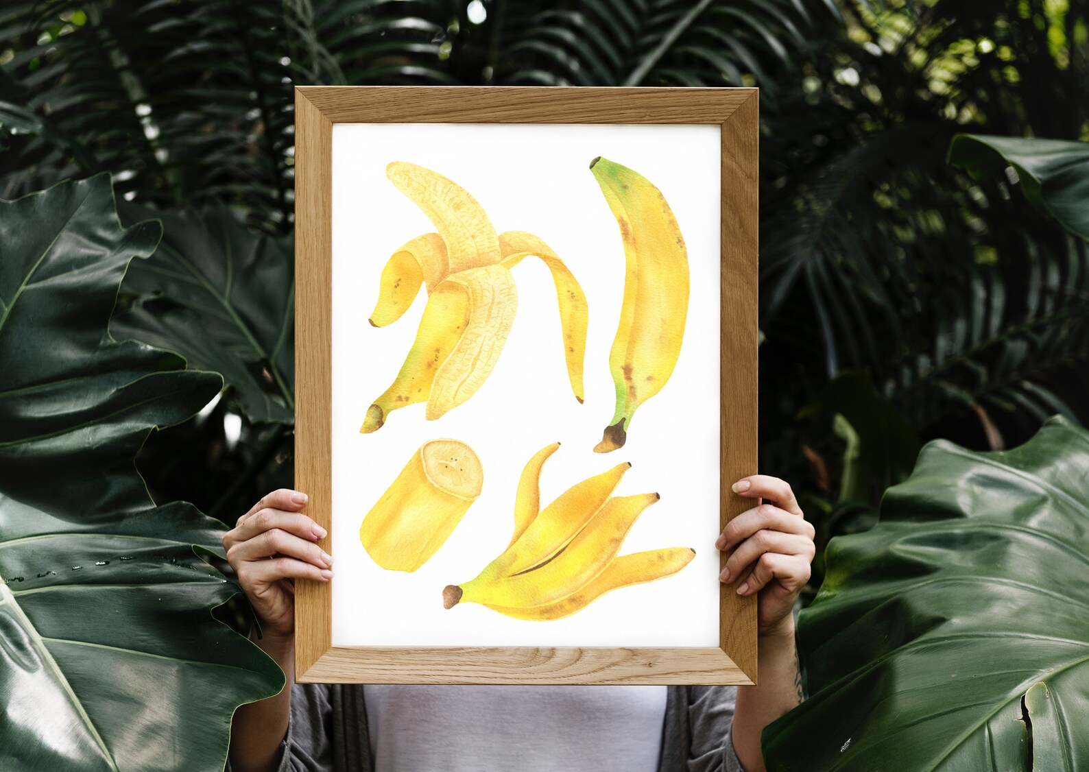 Watercolor Banana Clipart Fresh Banana Slices Yellow Banana - Etsy