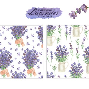 Watercolor Lavender Digital Paper, Floral Seamless Pattern (JPG) - Etsy