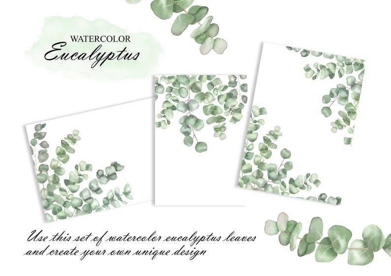 Watercolor Eucalyptus Clipart, Greenery Clip Art, Eucalyptus Bouquet ...