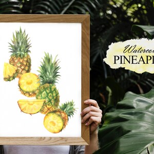 Tropical Watercolor Pineapple Clipart Set, Vibrant Pineapple Graphics ...
