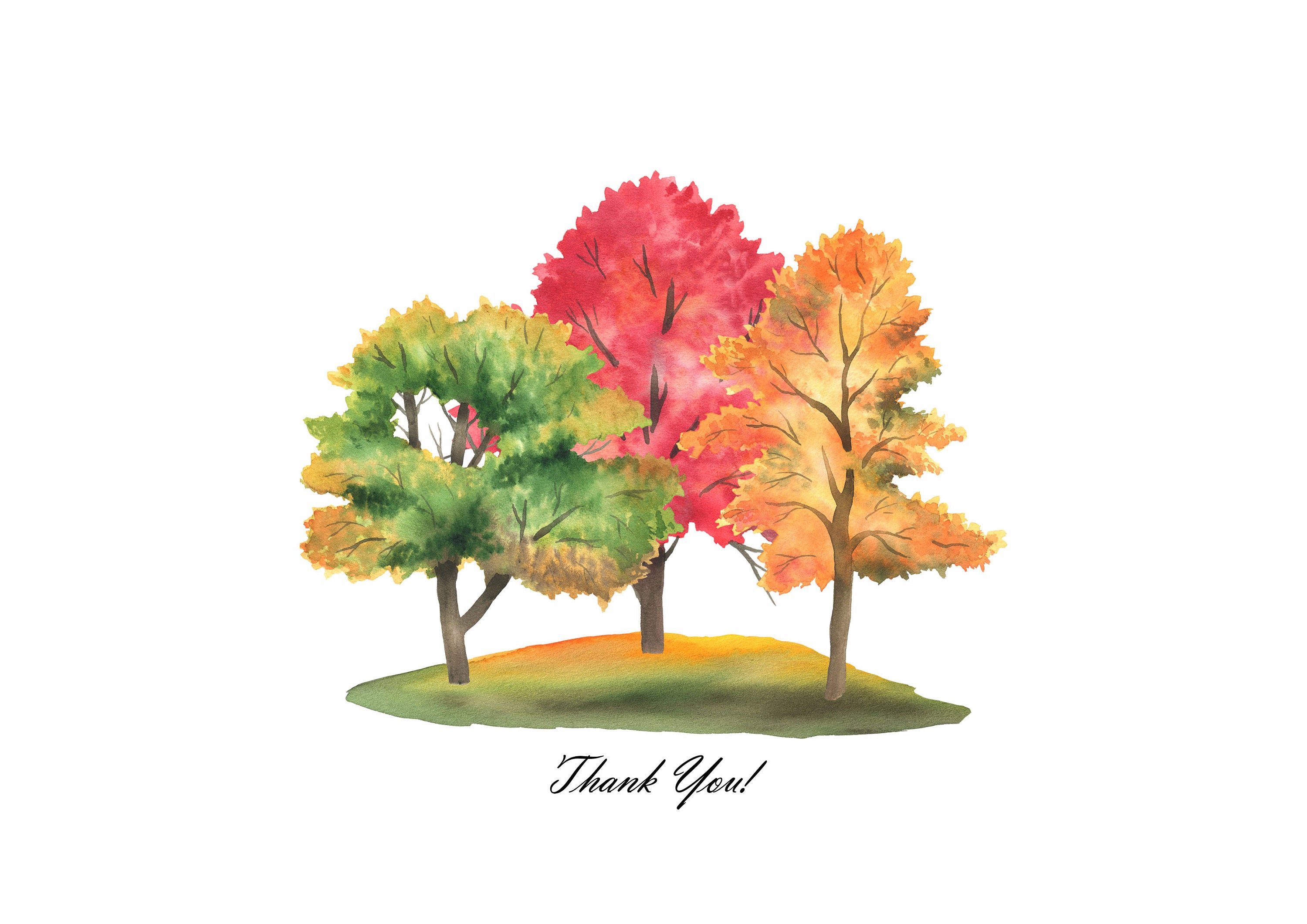 Watercolor Autumn Trees Clipart, Fall Tree Clip Art, Forest Trees ...
