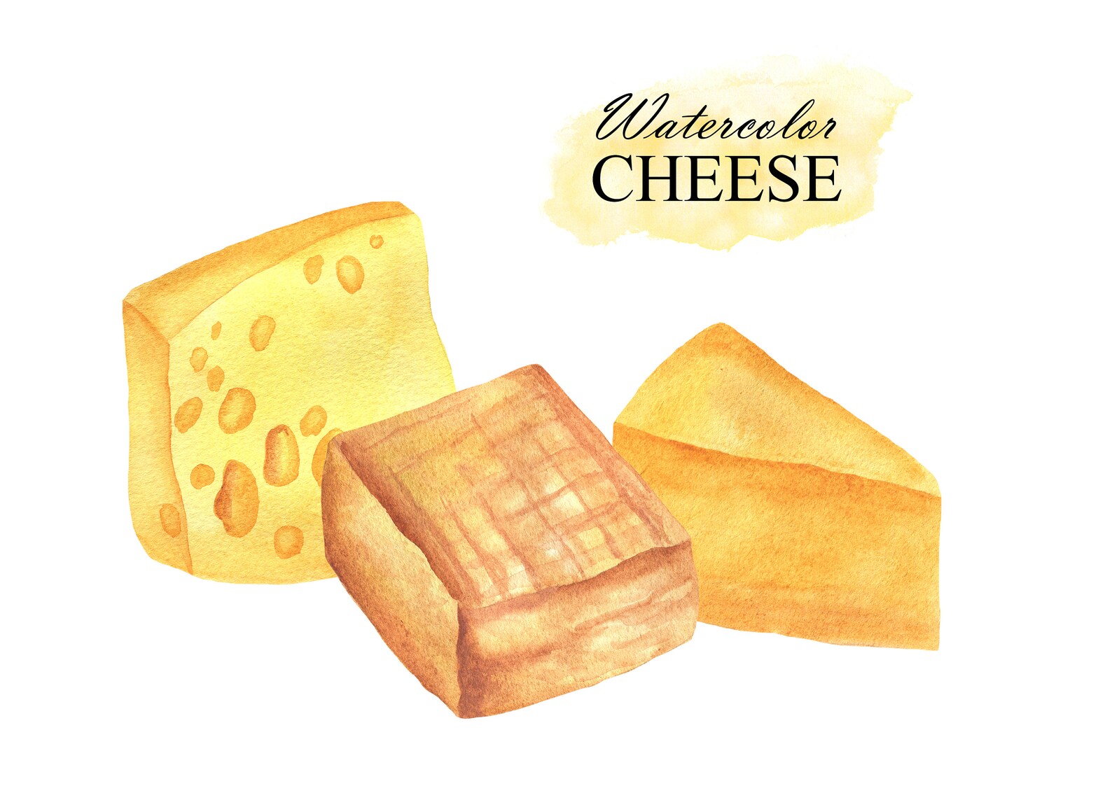 Watercolor Cheese Clipart, Types of Cheeses, Cheese Clip Art ...