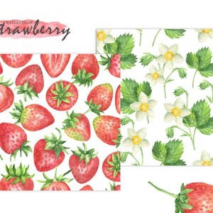 Watercolor Strawberry Digital Paper, Strawberries Seamless Pattern ...