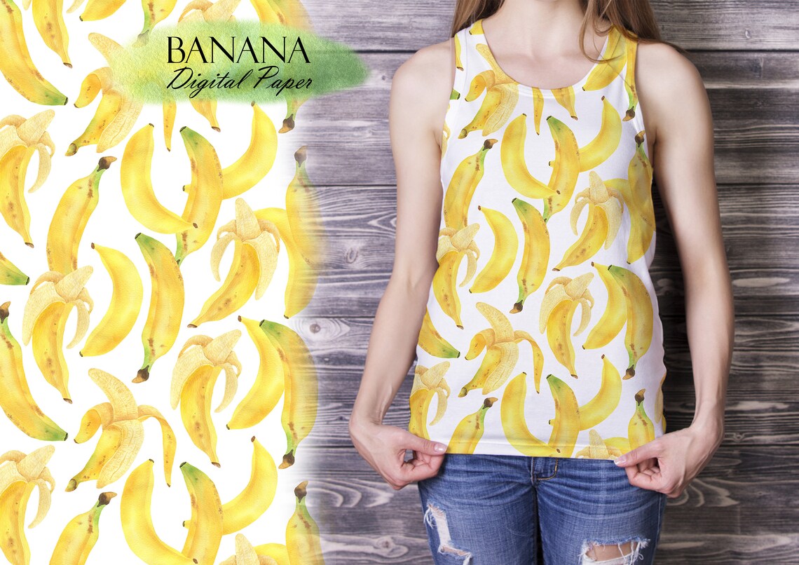 Watercolor Banana Digital Paper, Bananas Seamless Pattern, Scrapbook ...