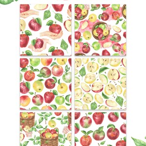 Watercolor Apples Digital Paper, Apple Seamless Pattern, Fruit Paper ...