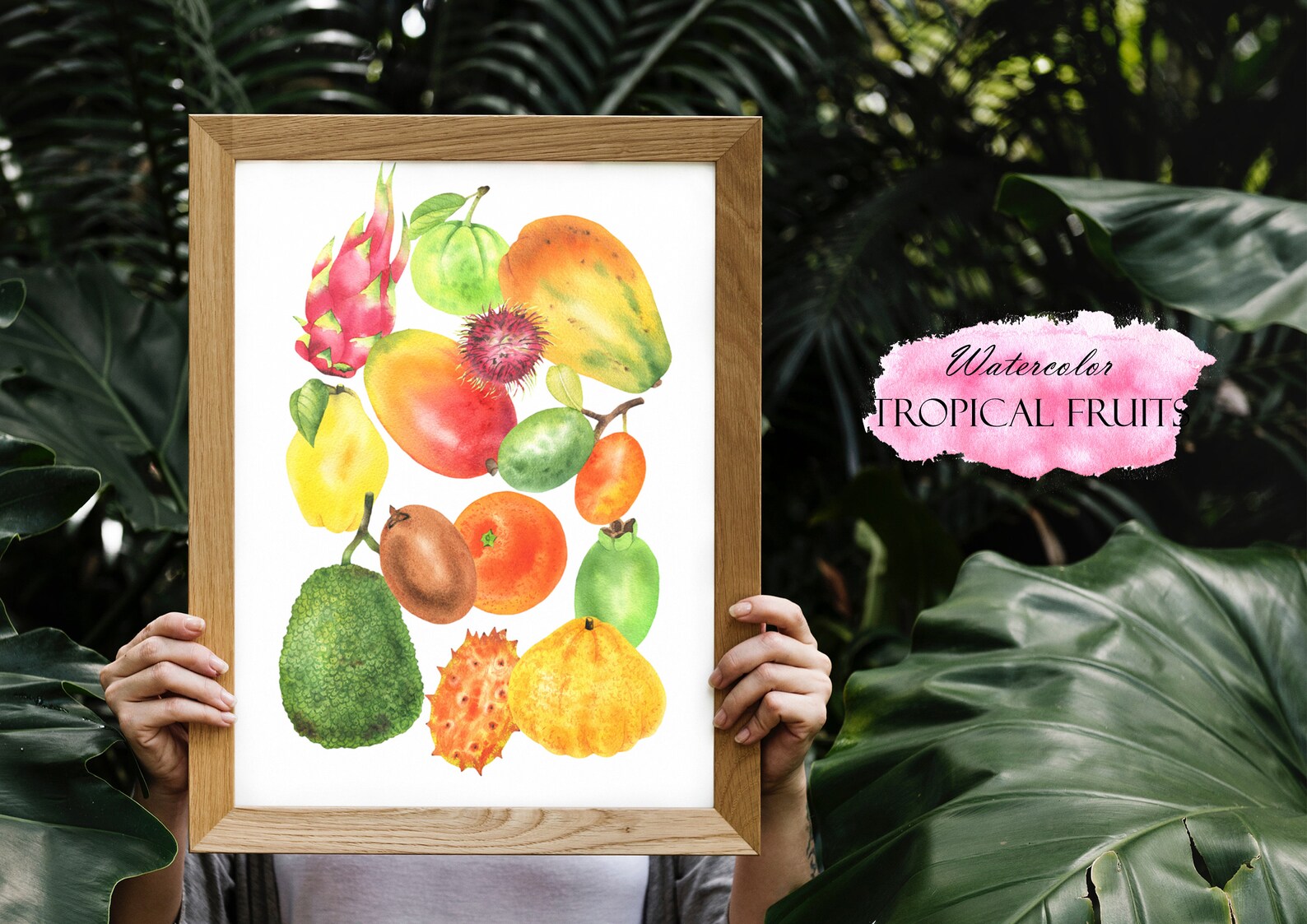 Watercolor Tropical Fruit Clipart, Summer Fresh Exotic Fruits Clip Art ...