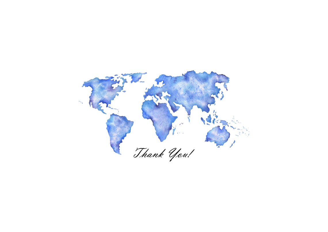 Watercolor World Map Clipart, Watercolor Continents Clip Art, Pink ...