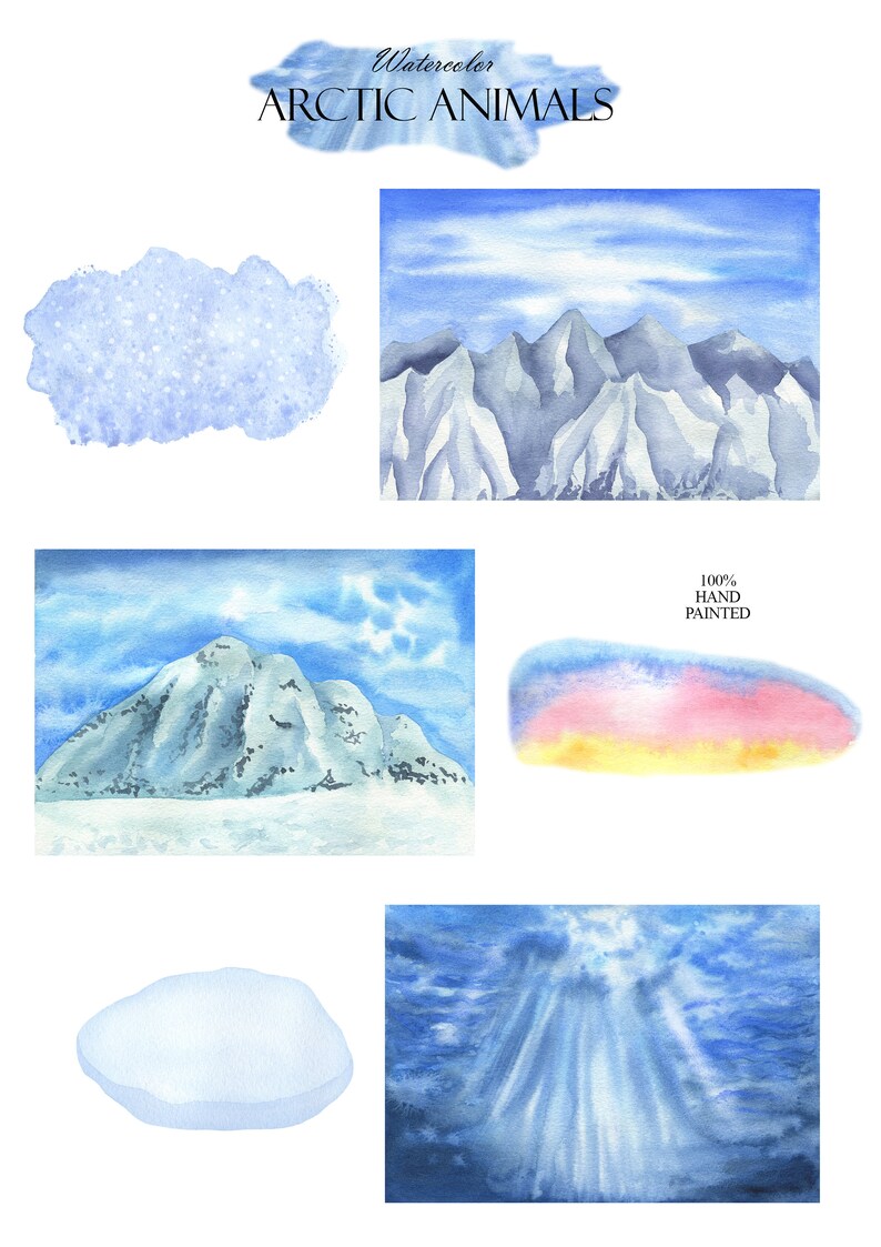 Watercolor Arctic Animal Clip Art, Polar Animals, Reindeer, Bear, Fox ...