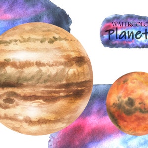 Watercolor Space Planet Clipart, Solar System Illustrations, Galaxy ...