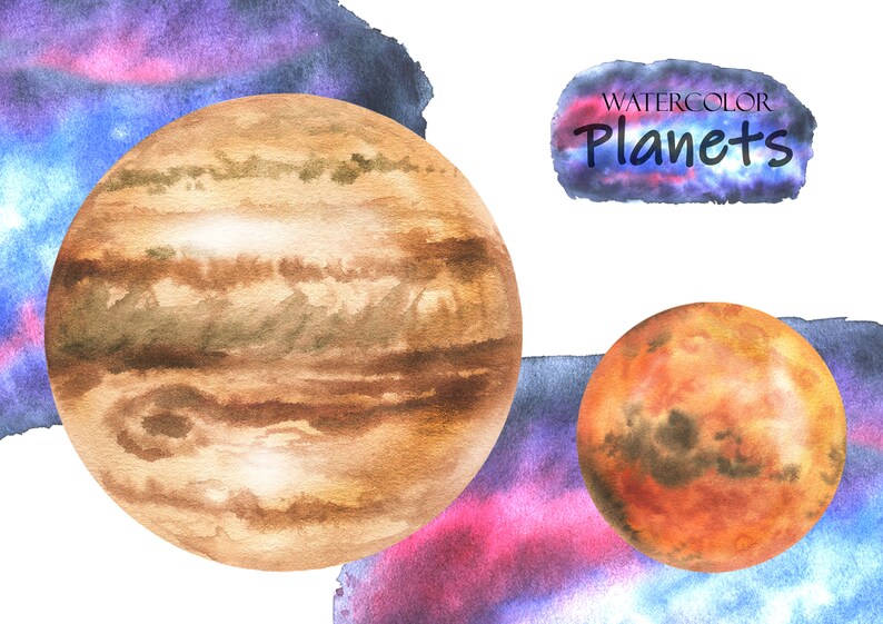 Watercolor Space Planet Clipart Solar System Illustrations - Etsy