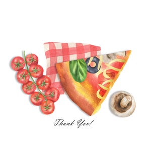 Watercolor Pizza Clipart, Pizza Ingredients Clip Art, Make Your Own ...