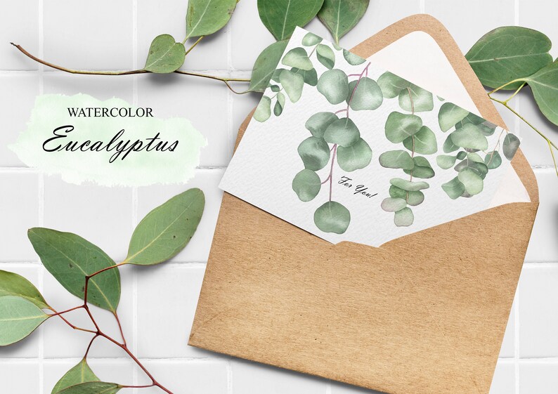 Watercolor Eucalyptus Clipart, Greenery Clip Art, Eucalyptus Bouquet ...