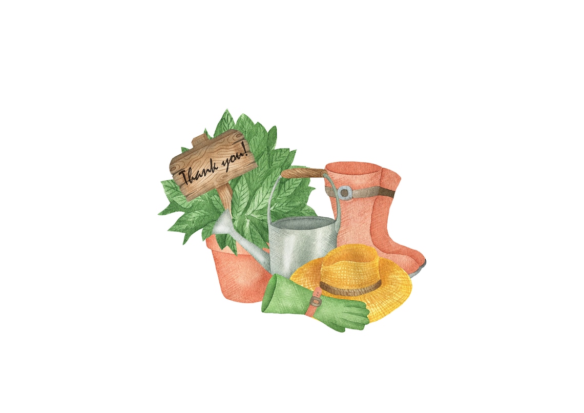 Watercolor Gardening Clipart Garden Tools and Supplies - Etsy