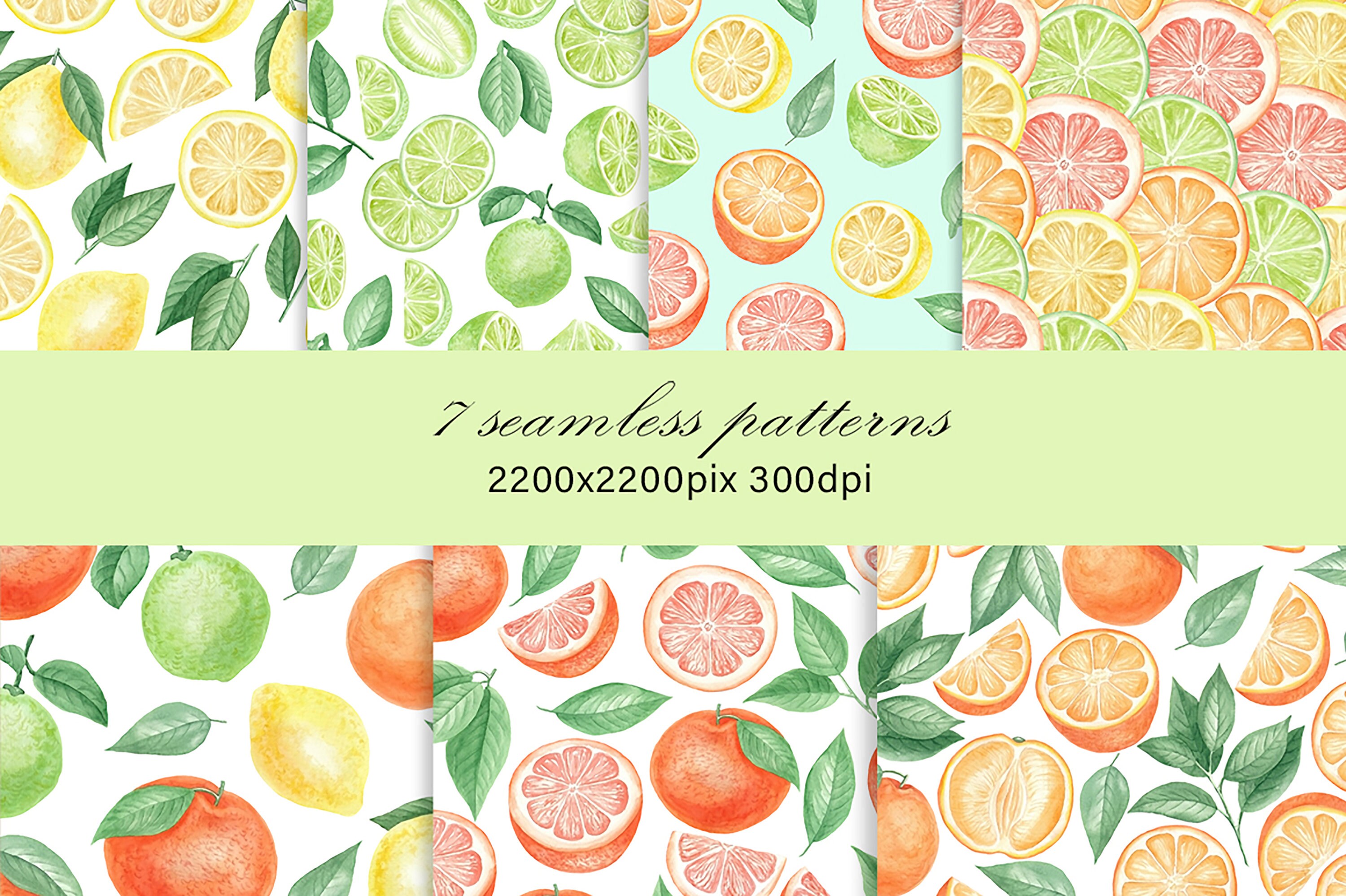 Watercolor Citrus Fruit Clipart Fresh Summer Lemon Orange | Etsy